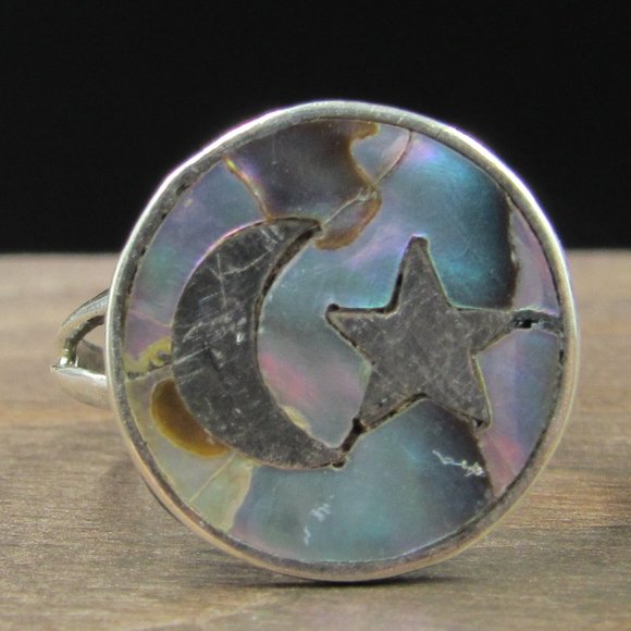 Jewelry | Size 5 Sterling Silver Moon Star Abalone Shell Band Ring ...